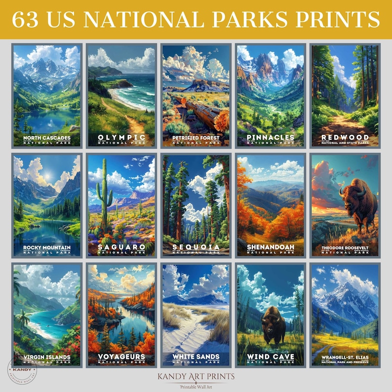 63 US National Park Prints, National Park Poster, Travel Wall Decor ...