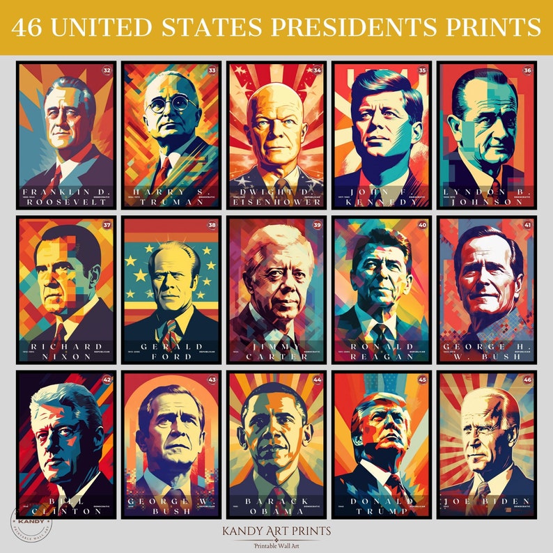 46 US Presidents Prints US Presidents Poster American - Etsy