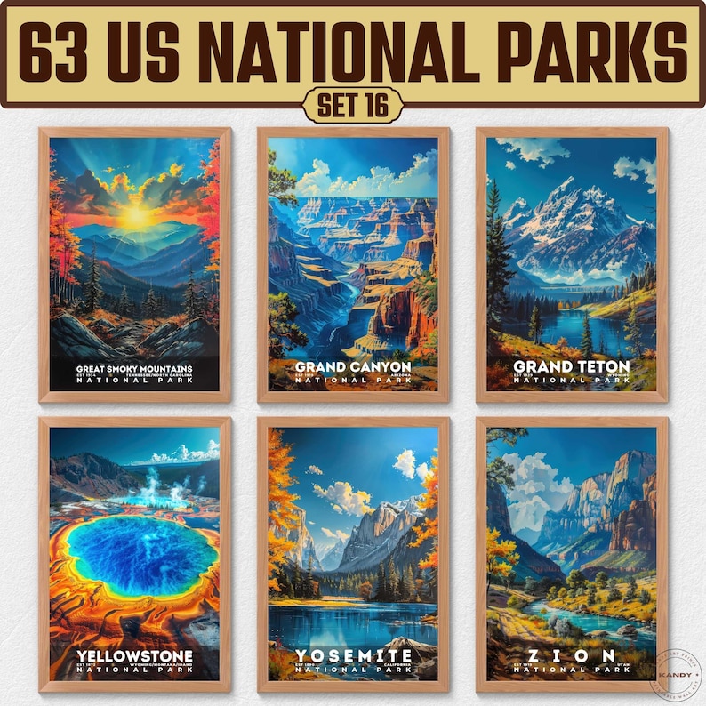 63 US National Park Prints, National Park Poster, Travel Wall Decor ...