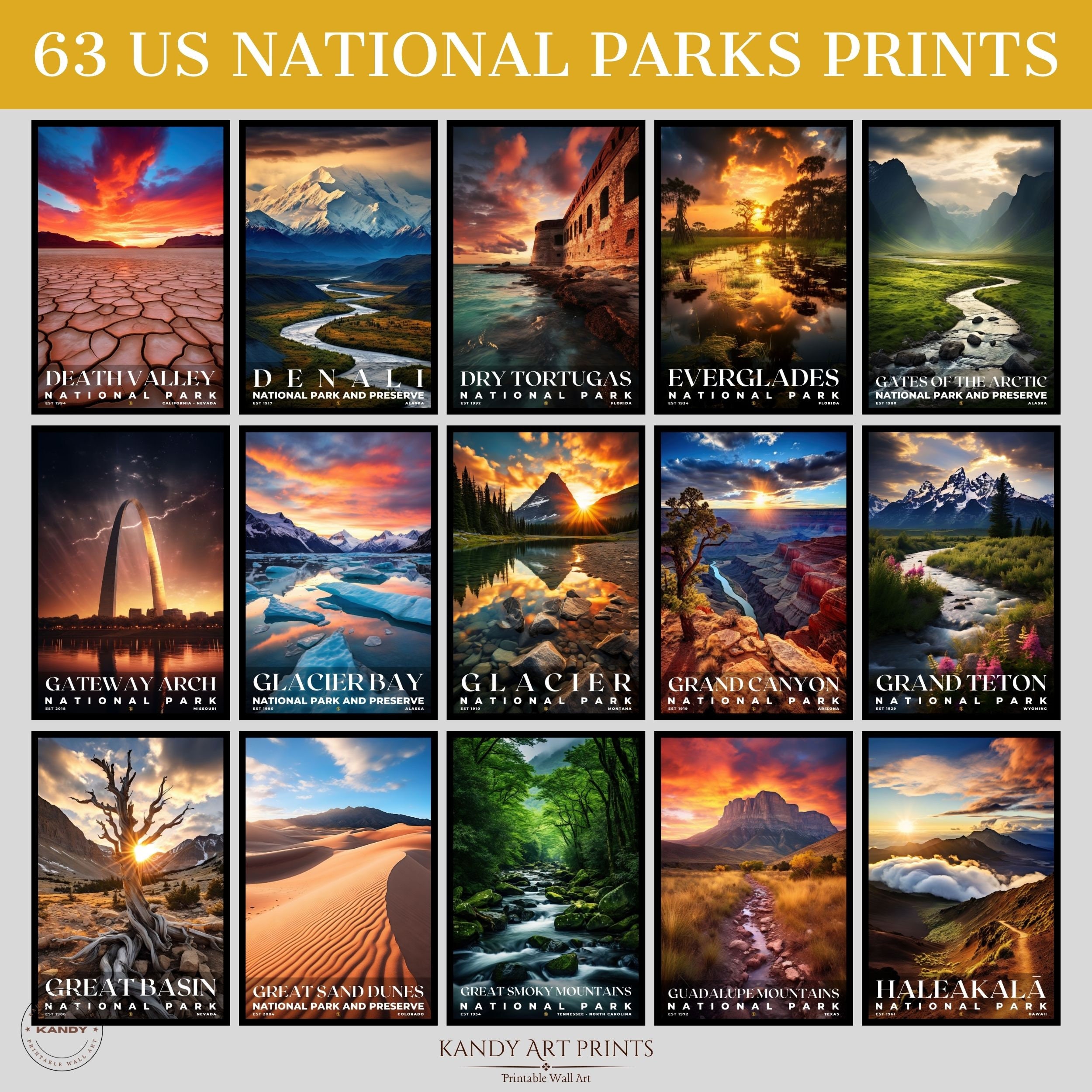 63 US National Park Prints, National Park Poster, Travel Wall Decor ...