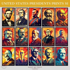 47 US Presidents Prints, US Presidents Poster, American History ...