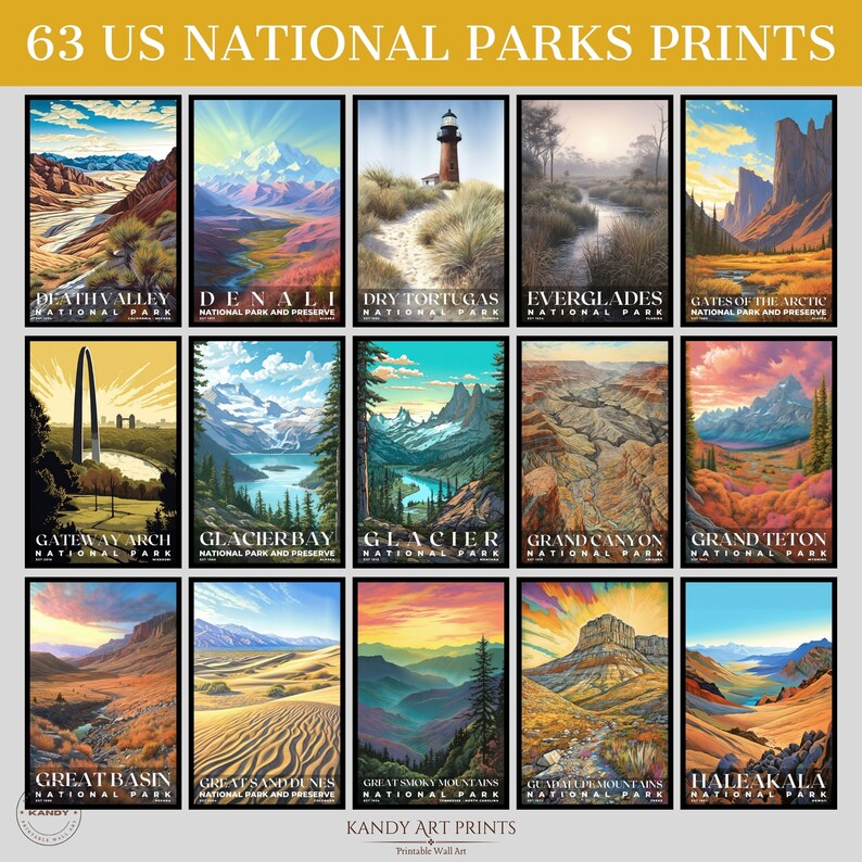 63 US National Park Prints, National Park Poster, Travel Wall Decor ...