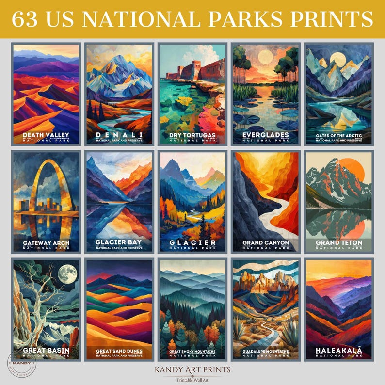 63 US National Park Prints, National Park Poster, Travel Wall Decor ...