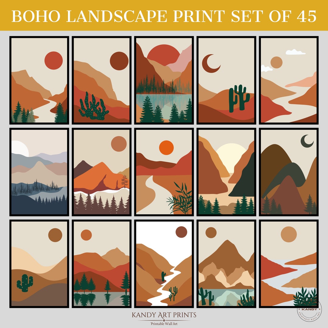 45 Boho Landscape Prints, Landscape Wall Art, Boho Poster, Boho Wall ...