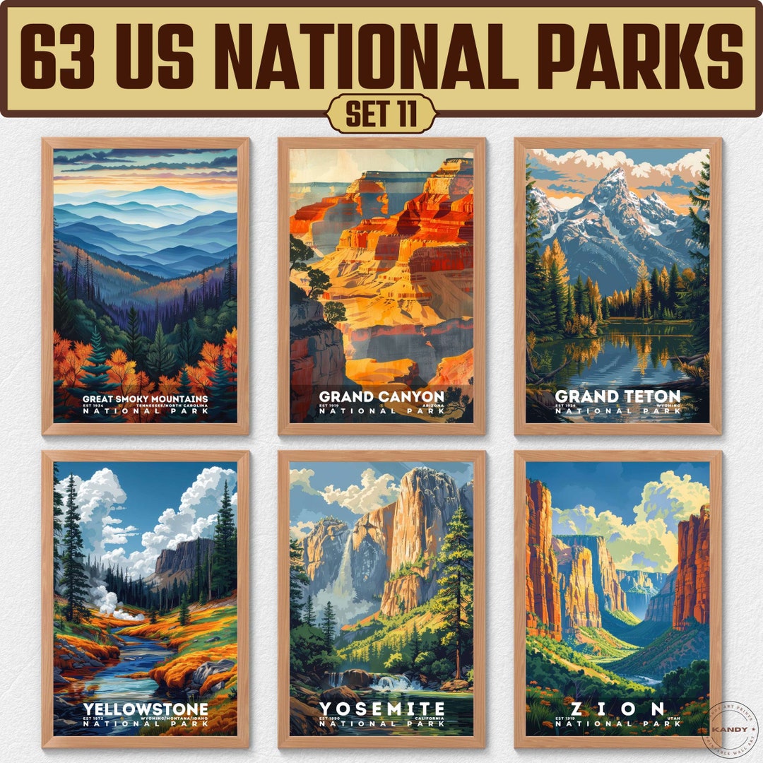 63 US National Park Prints, National Park Poster, Travel Wall Decor ...