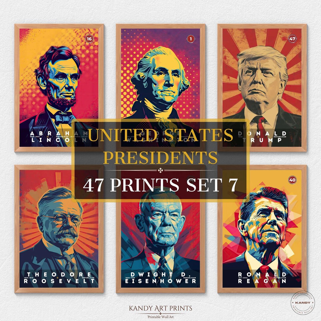 47 US Presidents Prints, US Presidents Poster, American History, Office ...