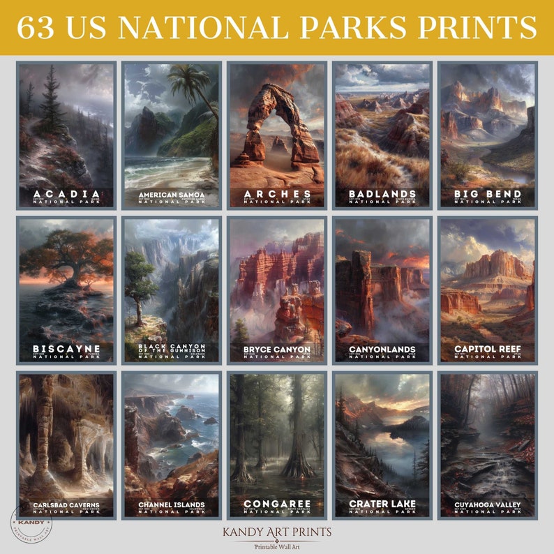 63 US National Park Prints, National Park Poster, Travel Wall Decor ...