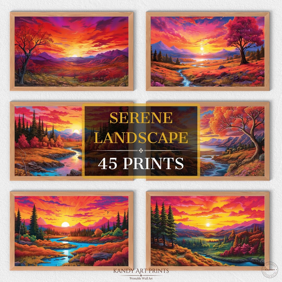 45 Serene Landscape Prints, Landscape Art Print, Home Decor, Landscape ...