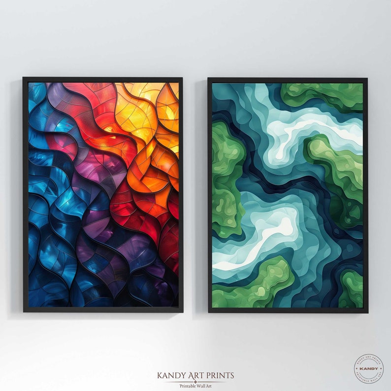 50 Modern Abstract Prints, Abstract Wall Art, Home Decor, Minimal ...