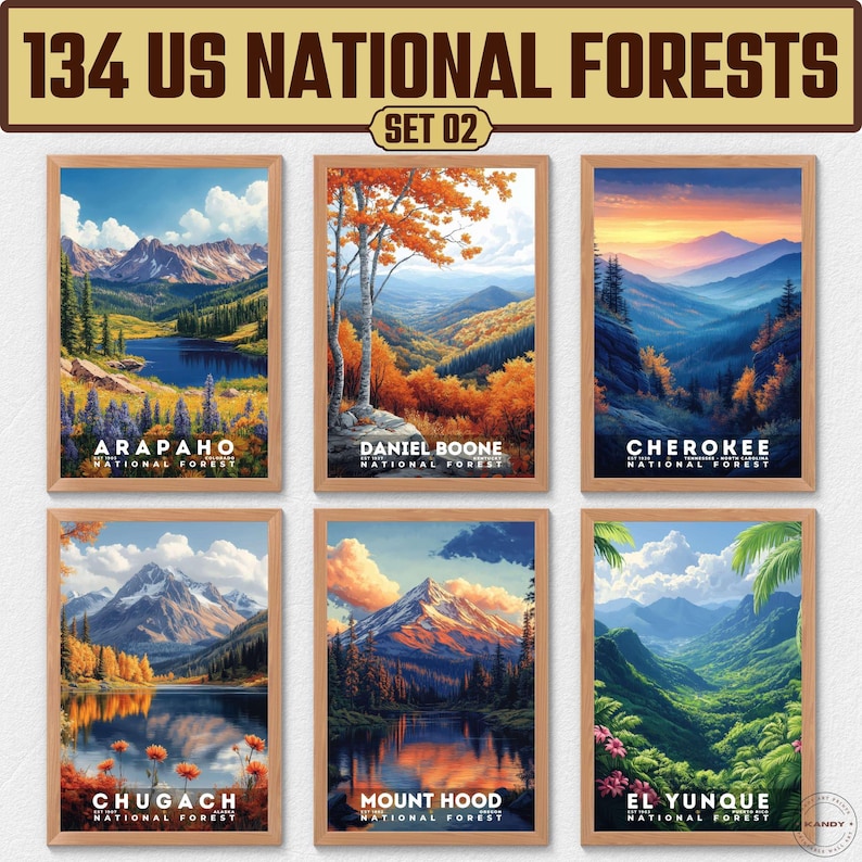 134 US National Forest Prints, National Forest Poster, Travel Wall ...