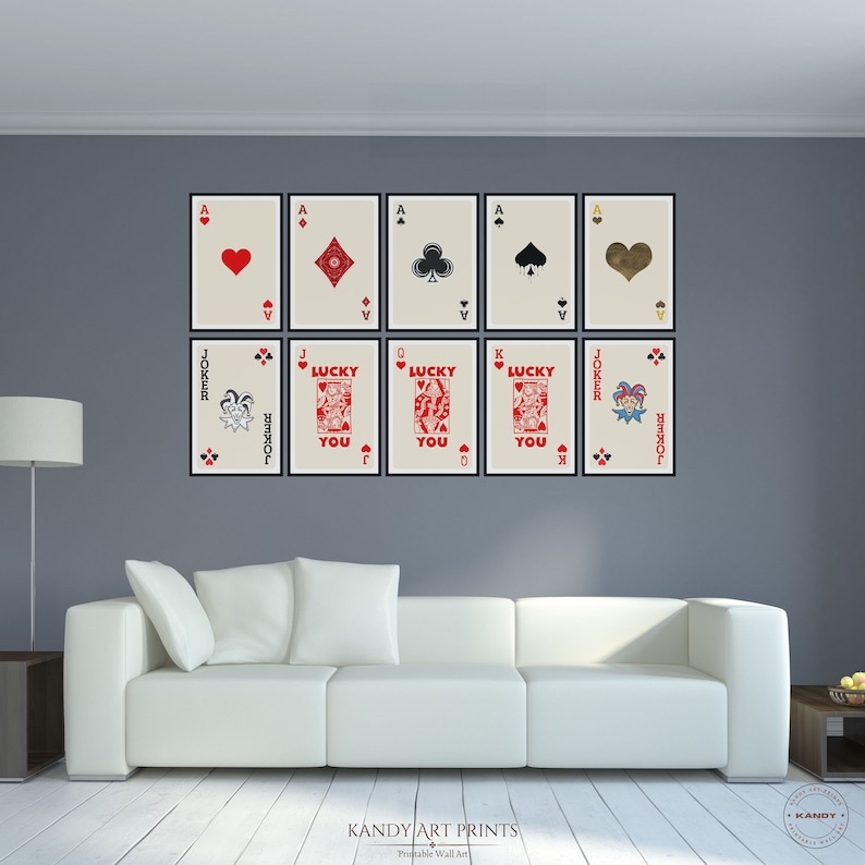 60 Playing Card Prints, Retro Wall Art, Printable Wall Art, Funny Art ...