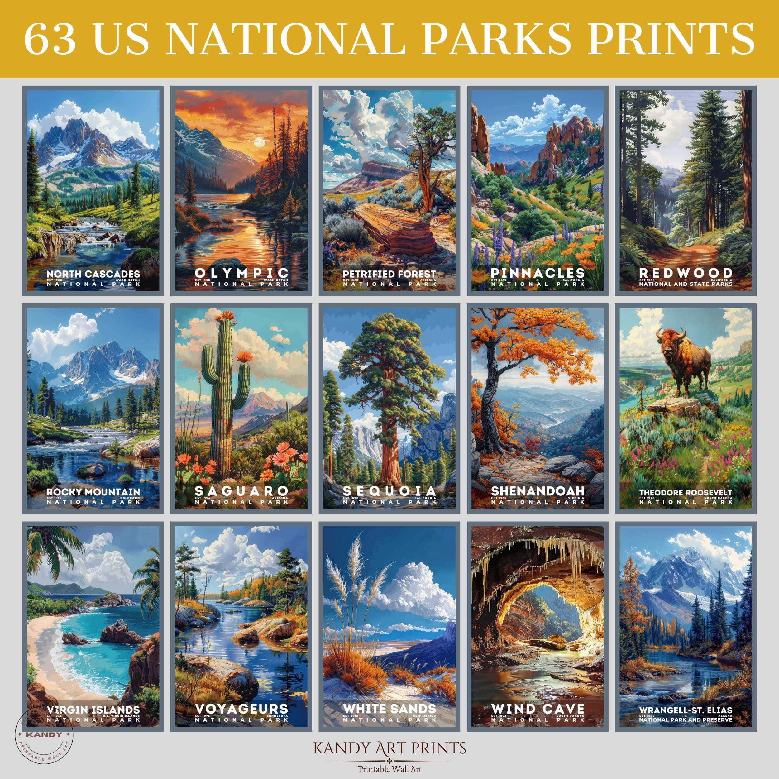 63 US National Park Prints, National Park Poster, Travel Wall Decor ...