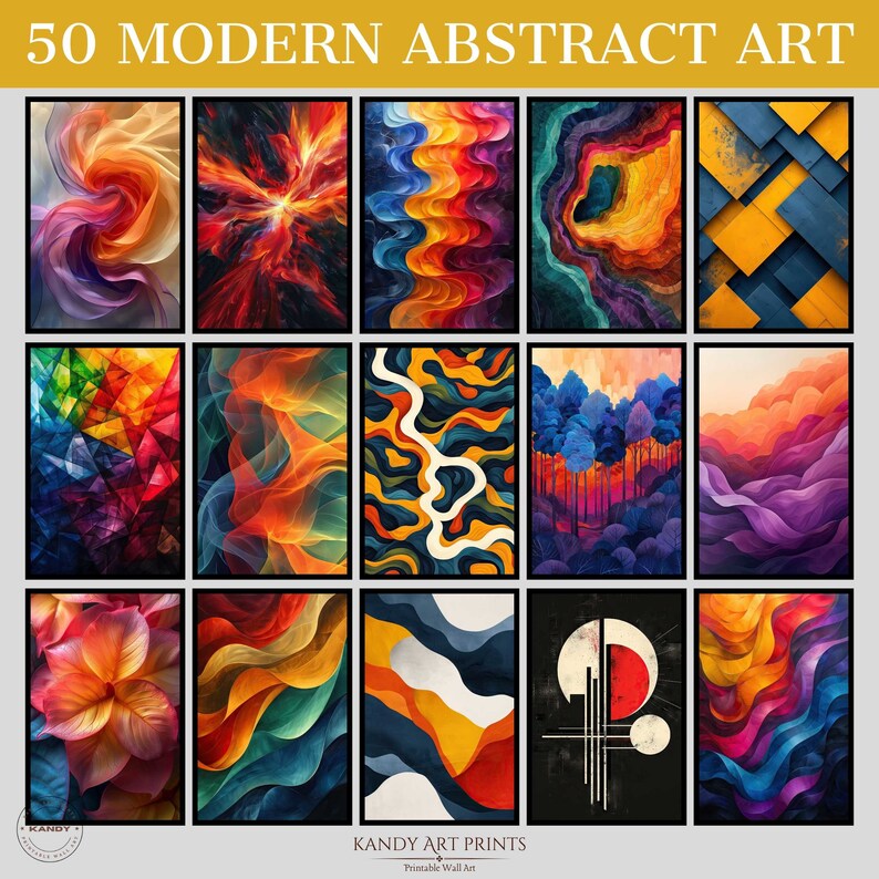 50 Modern Abstract Prints, Abstract Wall Art, Home Decor, Minimal ...