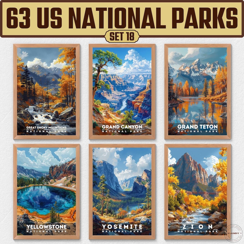63 US National Park Prints, National Park Poster, Travel Wall Decor ...