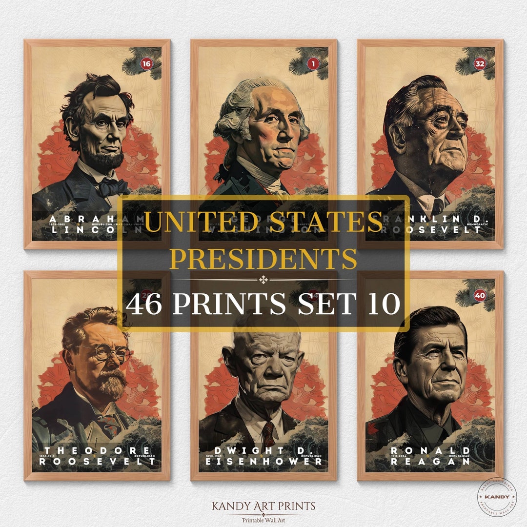 46 US Presidents Prints, US Presidents Poster, American History, Office ...