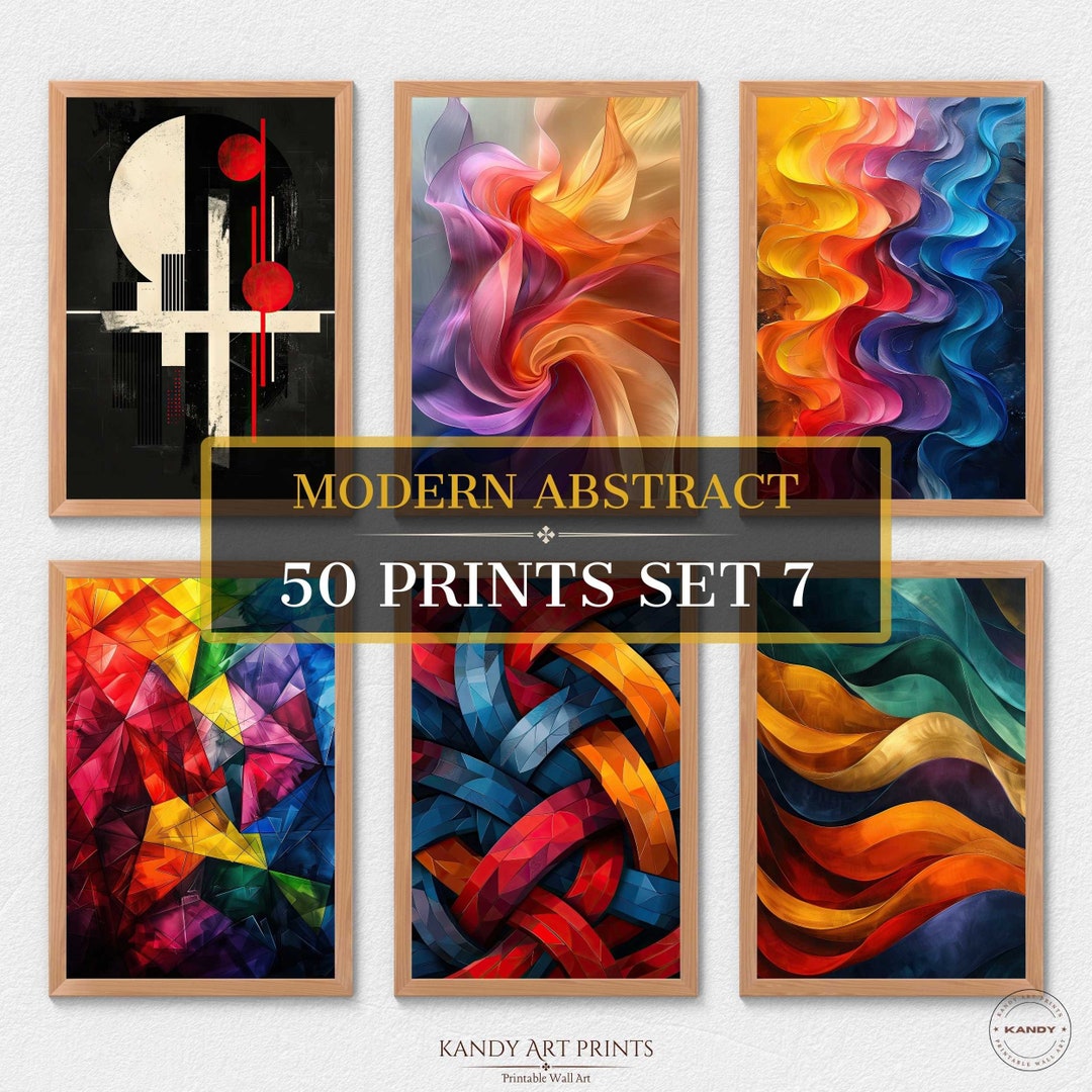50 Modern Abstract Prints, Abstract Wall Art, Home Decor, Minimal ...