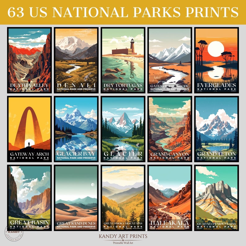 63 US National Park Prints, National Park Poster, Travel Wall Decor ...