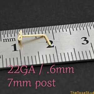Tiny 3mm Nugget Heart 14 Karat Yellow Gold Nose Stud Ring L Shape End, Minimalist Nugget Heart ...