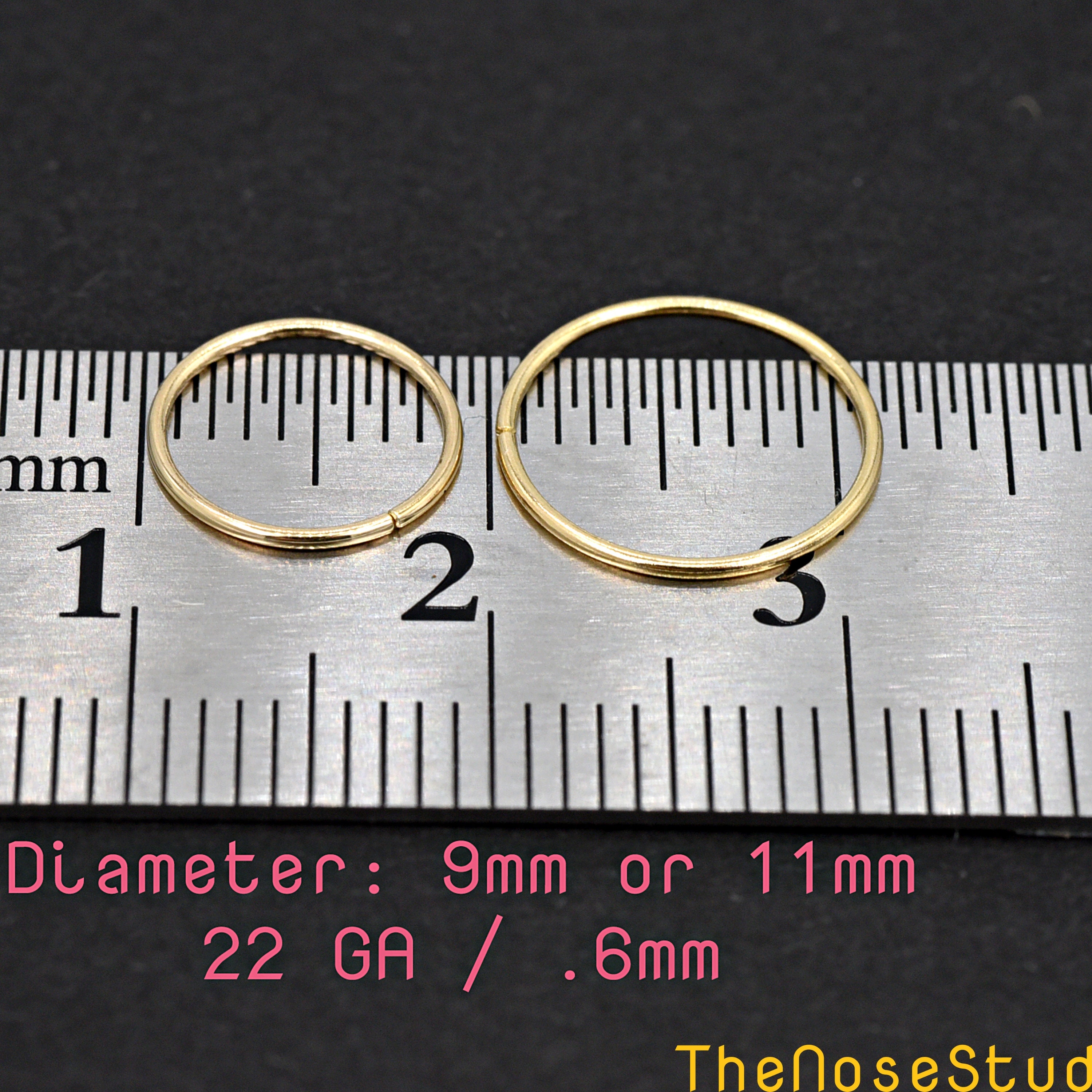 Minimalist 9mm 11mm Nose Ring Hoop Solid 14 Karat Yellow Gold - Etsy
