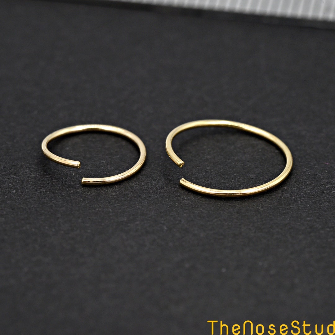Minimalist 9mm 11mm Nose Ring Hoop Solid 14 Karat Yellow Gold 22 Gauge ...