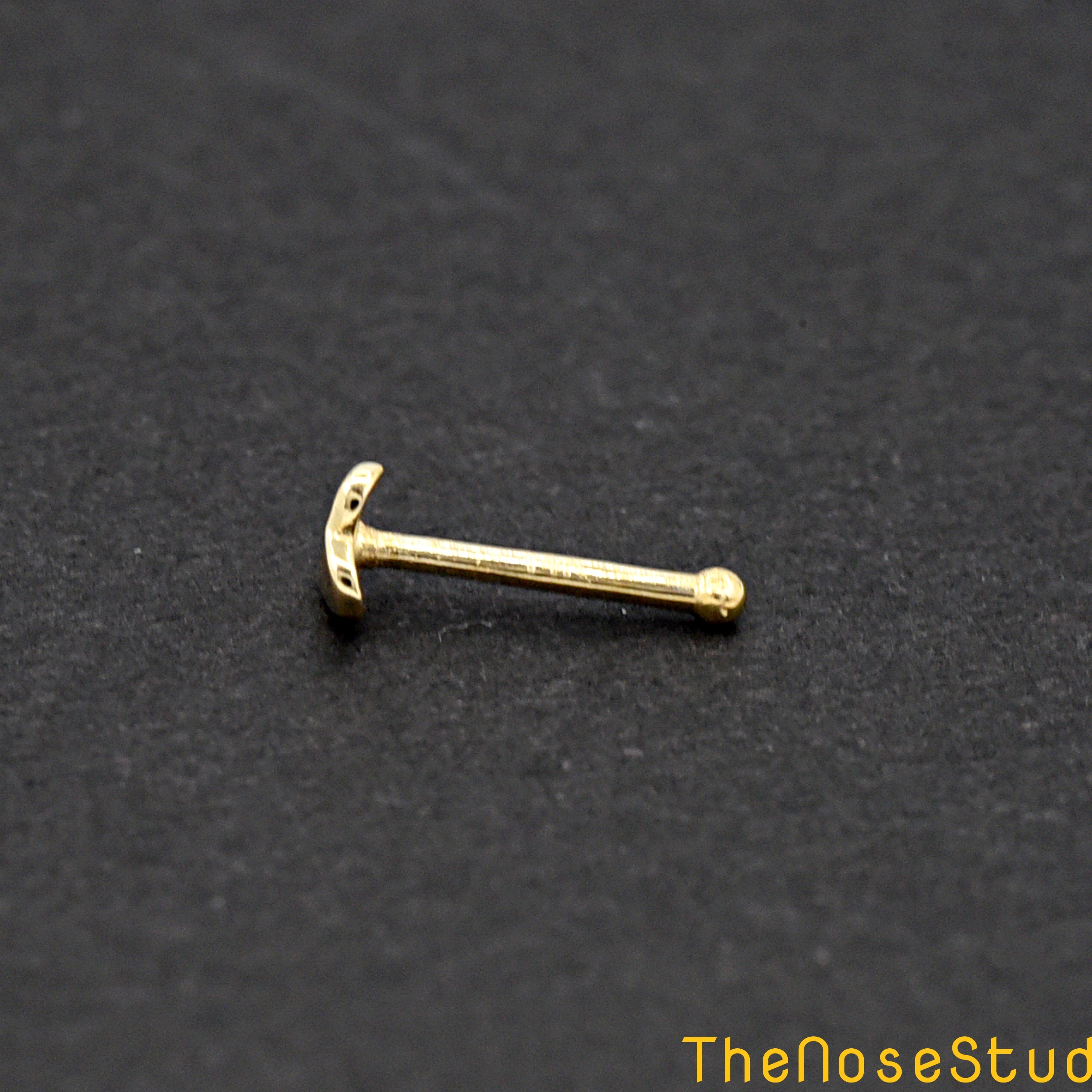 3mm Tiny Curved Heart Design Nose Bone Stud Ball End 14k Solid Yellow ...