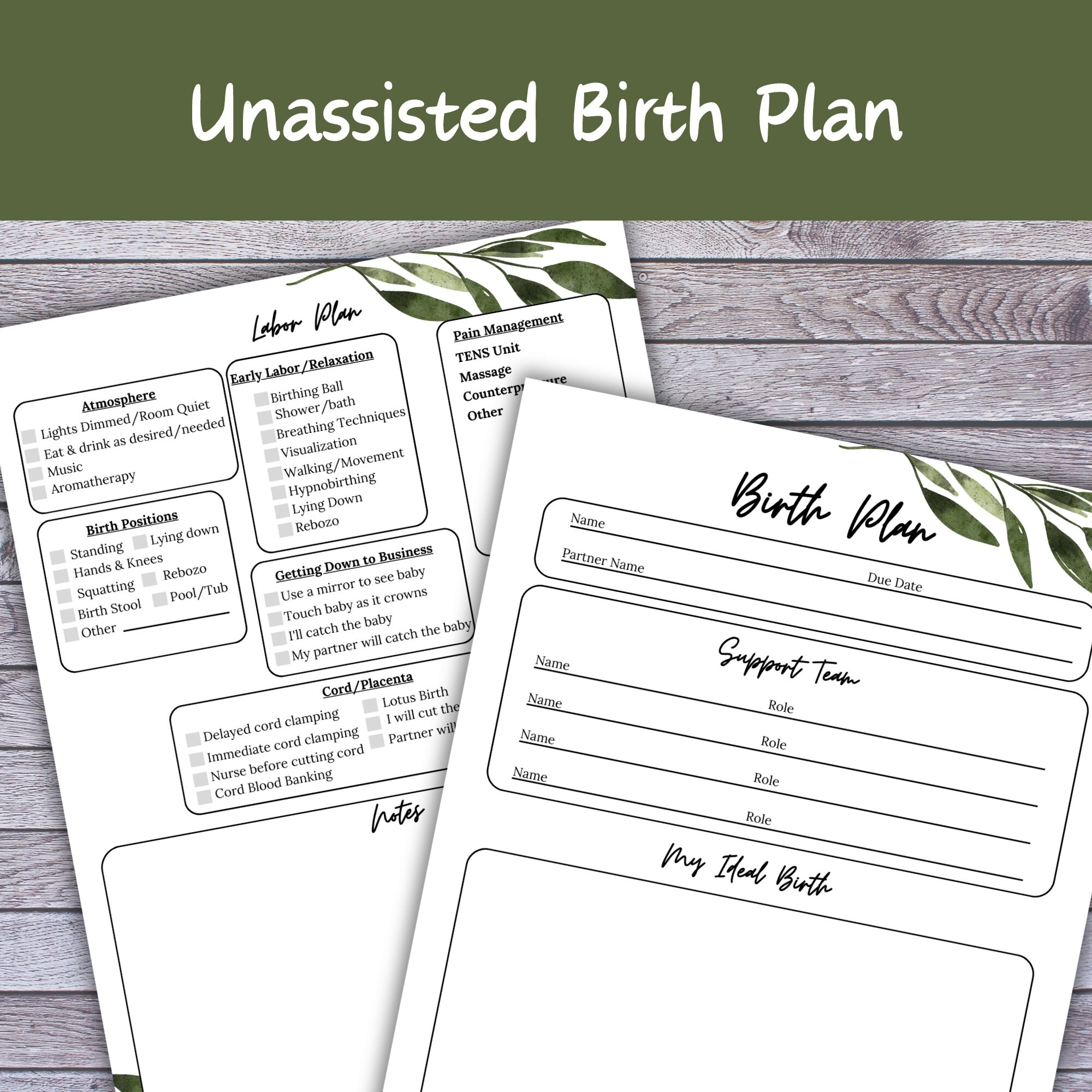 Unassisted Home Birth Planner, Printable Freebirth Checklist - Etsy