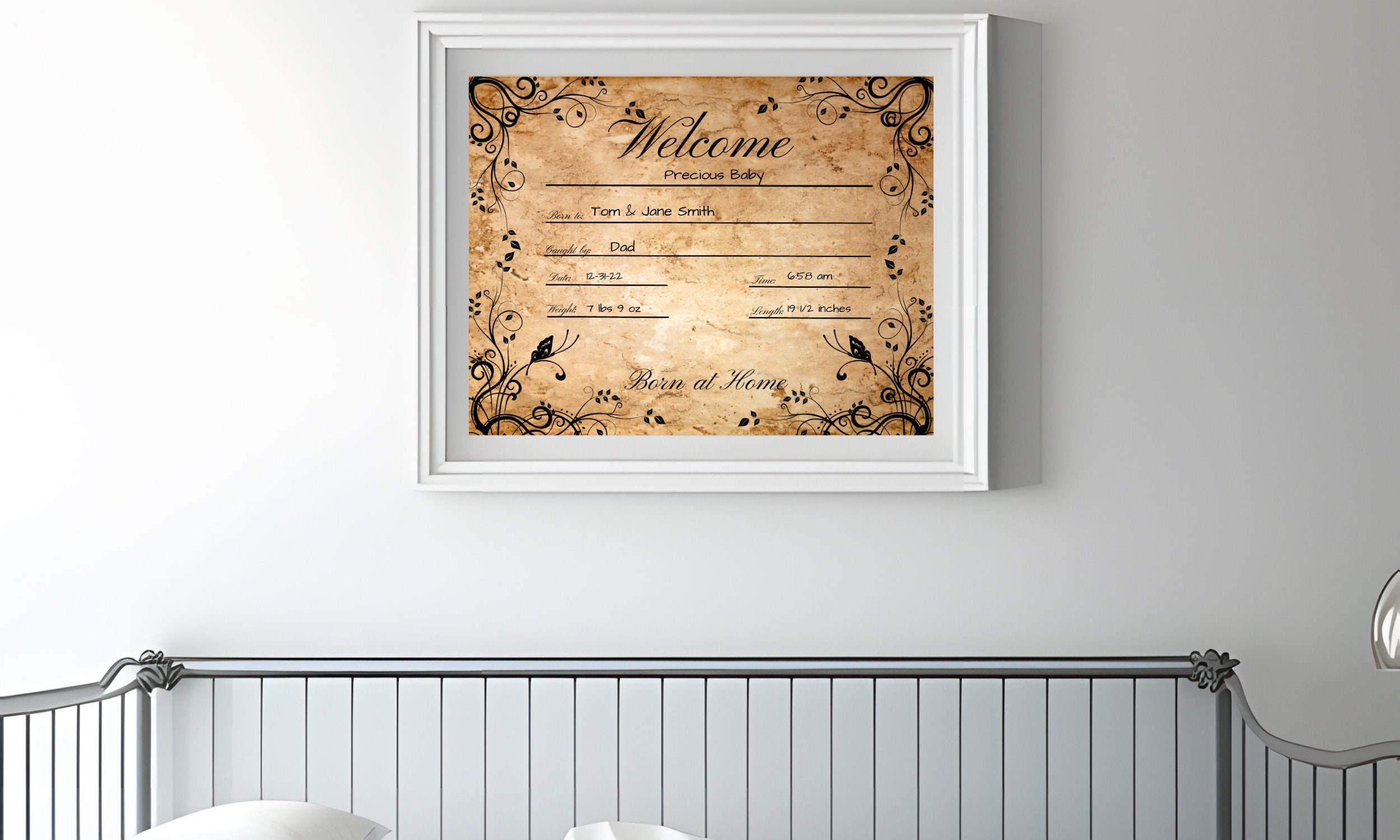 Homebirth Certificate Printable, Home Birth Decor, Baby Shower Gift - Etsy