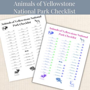 Yellowstone National Park Animal Checklist, Homeschool Nature Printable ...