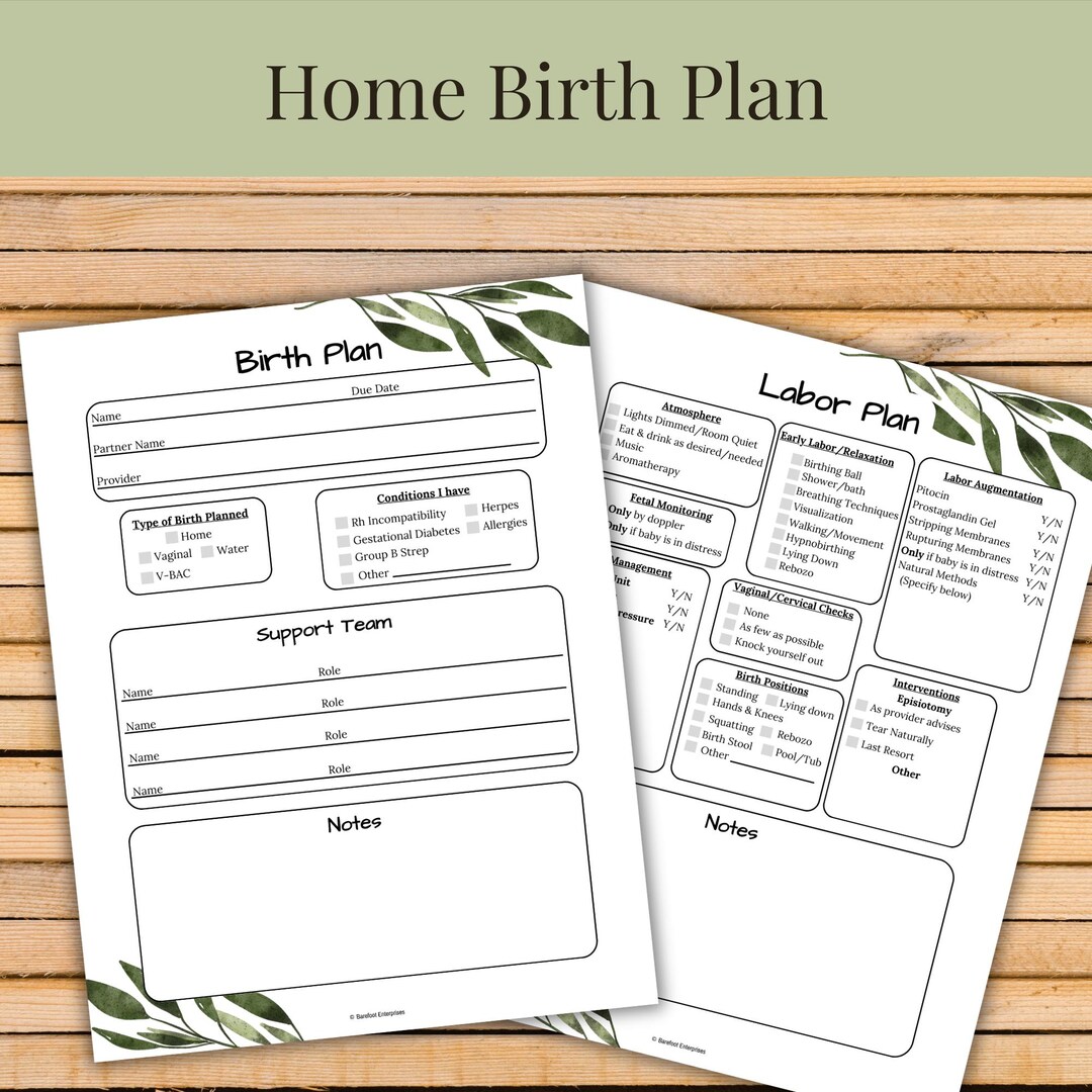 Homebirth Planner, Printable Birth Plan Checklist - Etsy UK