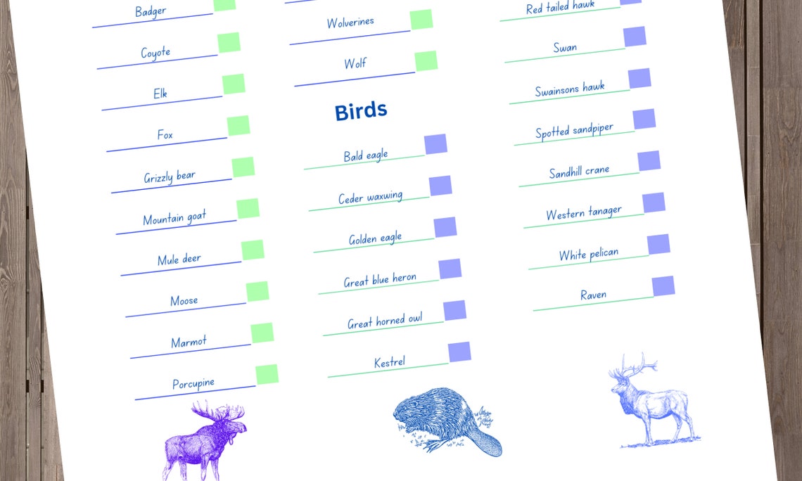 Yellowstone National Park Animal Checklist, Homeschool Nature Printable ...