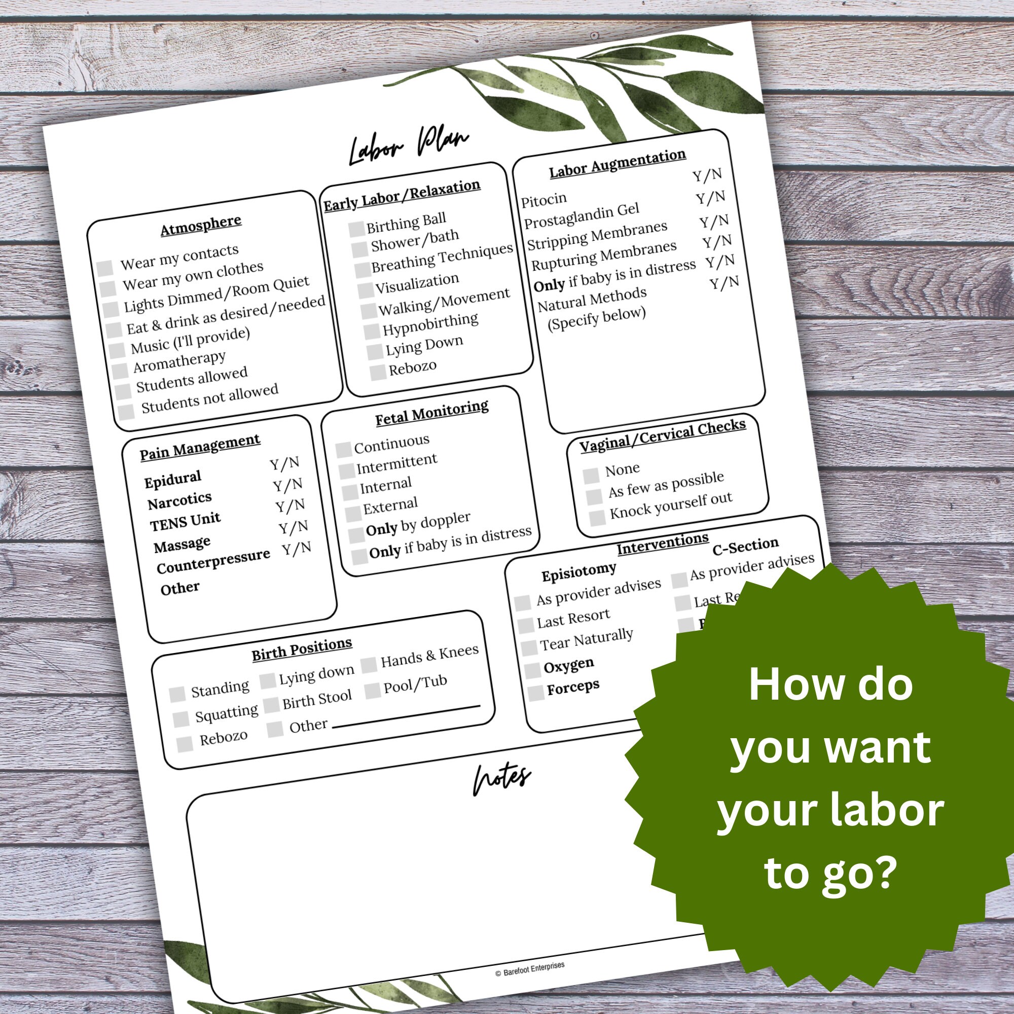 Hospital Birth Plan, Birth Center, Printable Labor & Delivery Checklist ...