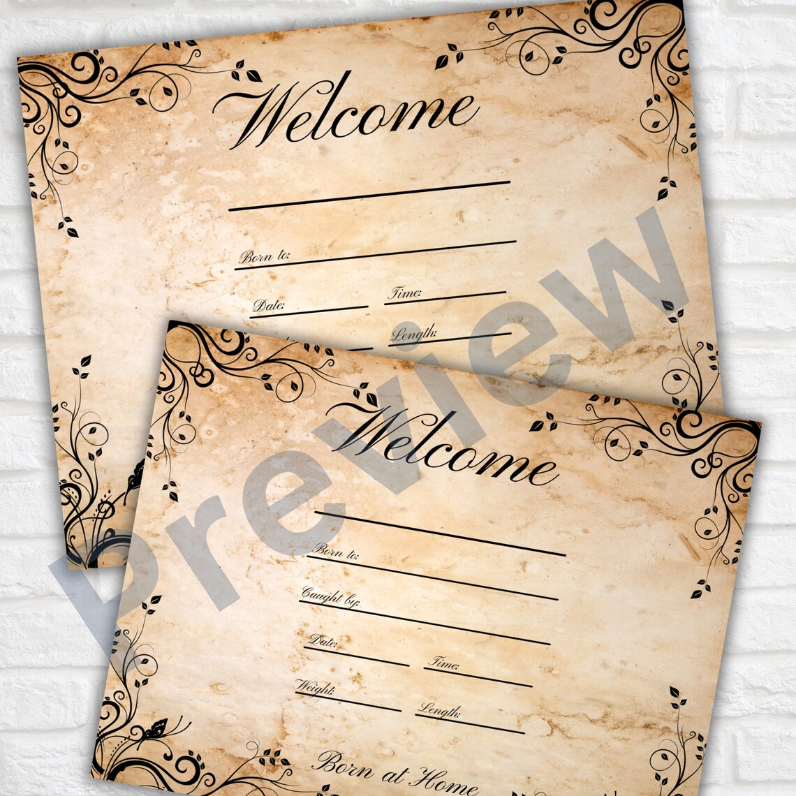 Printable Homebirth Certificate, Born at Home, With Footprints - Etsy
