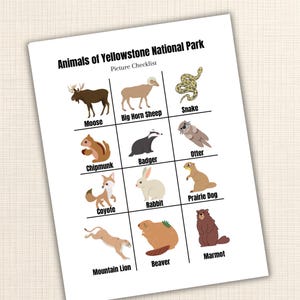 Yellowstone Wildlife Picture Checklist - No Reading Required - Etsy