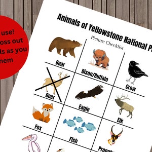 Yellowstone National Park Printable, Animal Checklist - Etsy