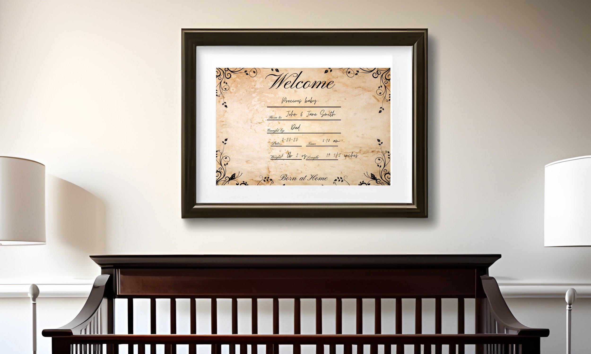 Printable Homebirth Certificate, Born at Home, With Footprints - Etsy