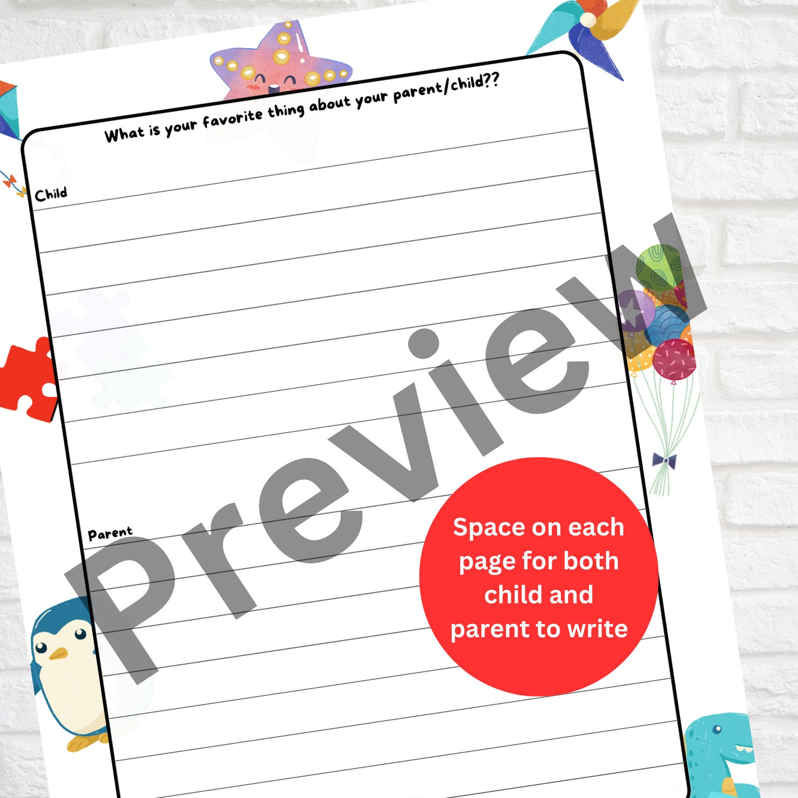 Printable Parent and Child Journal, Prompted Communication Journal - Etsy