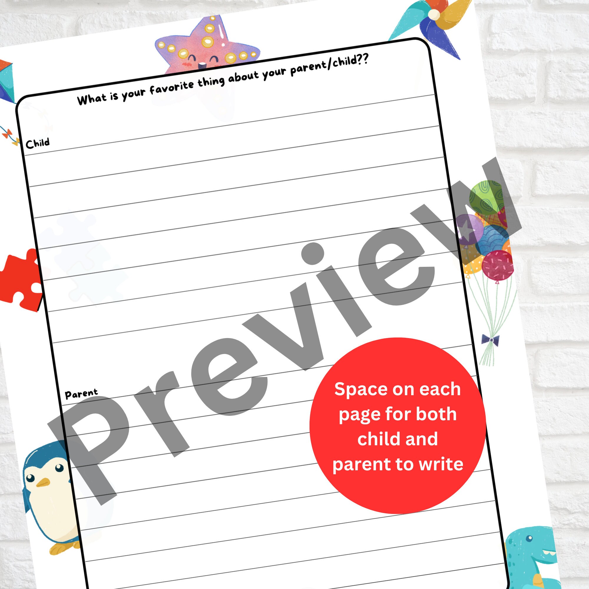 Printable Parent and Child Journal, Prompted Communication Journal - Etsy