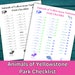 Yellowstone Park Animal Checklist Homeschool Nature Printable - Etsy