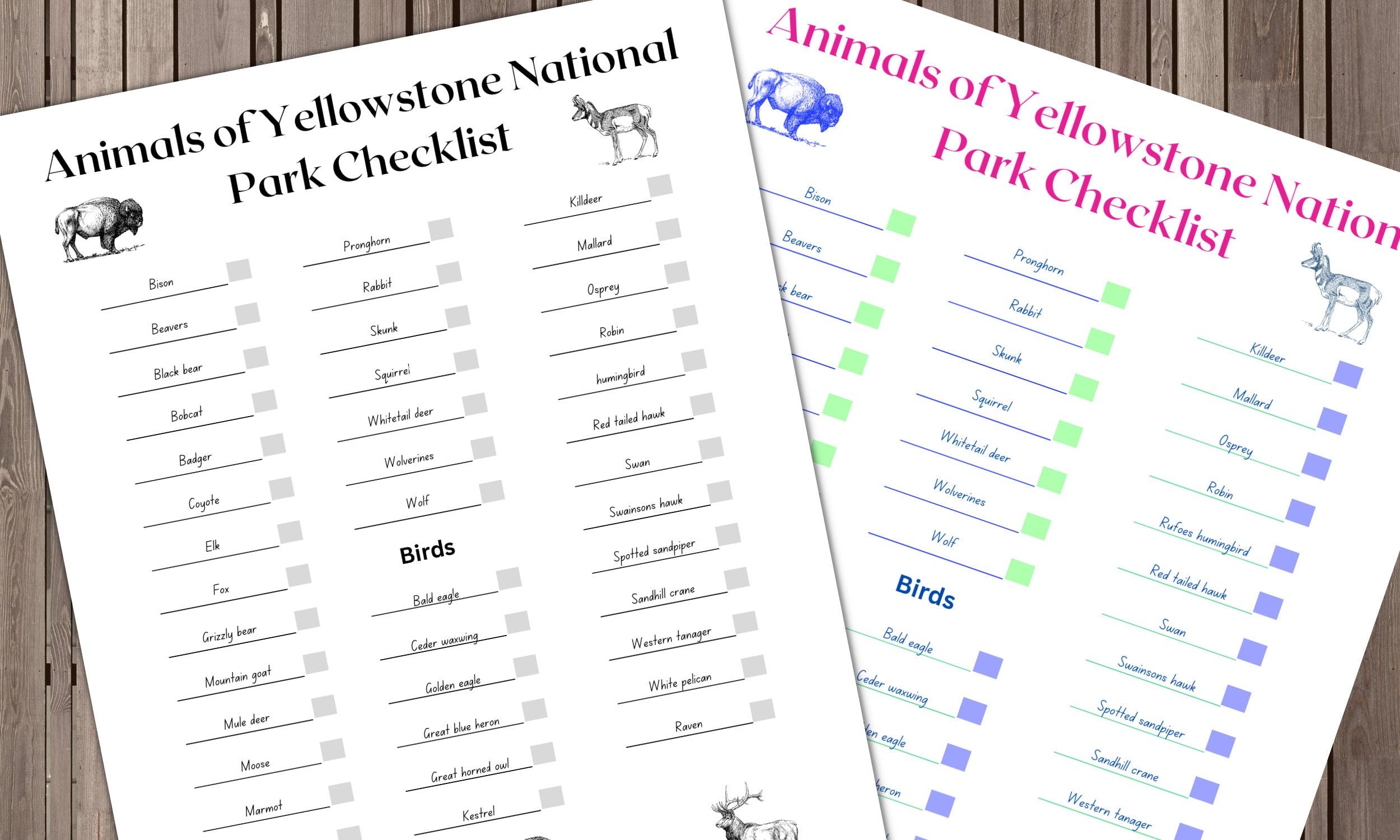 Yellowstone National Park Animal Checklist, Homeschool Nature Printable ...