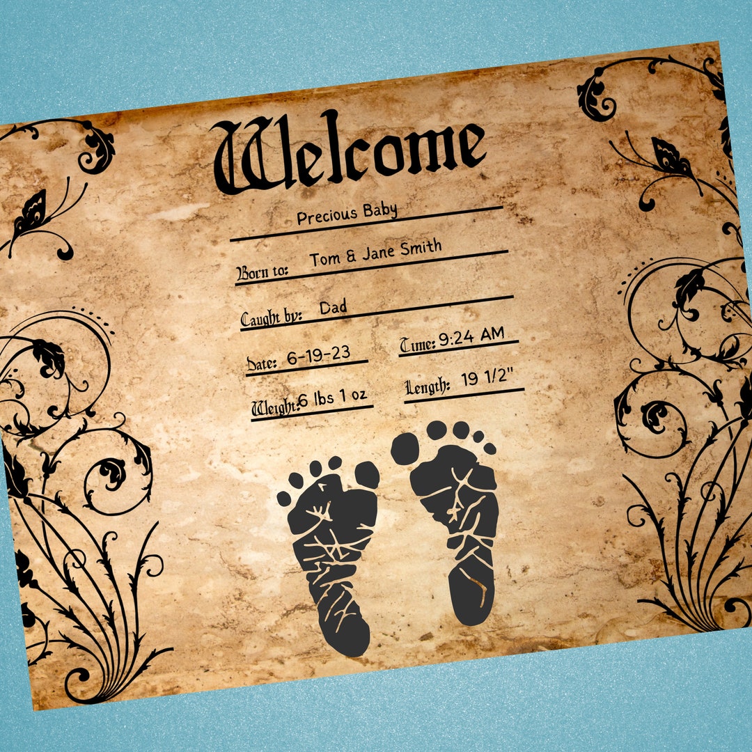 Homebirth Baby Birth Certificate, Printable Nursery Decor - Etsy