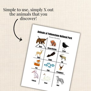 Yellowstone Wildlife Picture Checklist - No Reading Required - Etsy