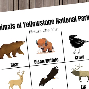 Yellowstone National Park Printable, Animal Checklist - Etsy