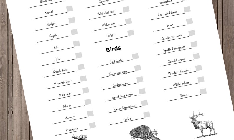 Yellowstone National Park Animal Checklist, Homeschool Nature Printable ...