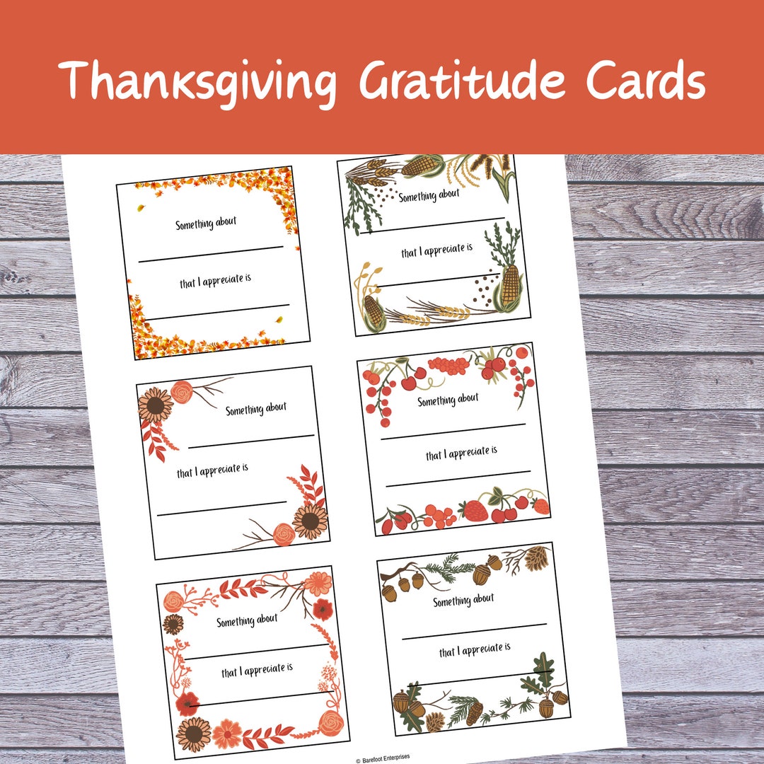 Thanksgiving Gratitude Cards, Dinner Place Cards, Holiday Printable - Etsy