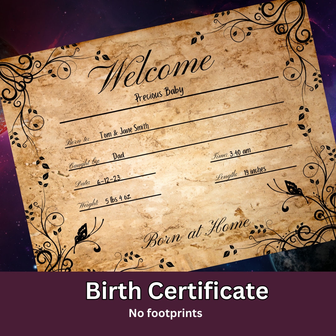 Homebirth Certificate Printable, Home Birth Decor, Baby Shower Gift - Etsy
