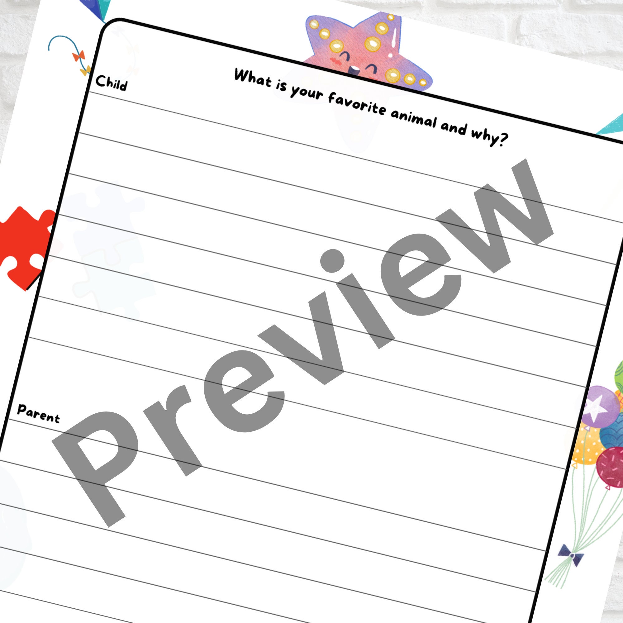 Printable Parent and Child Journal, Prompted Communication Journal - Etsy