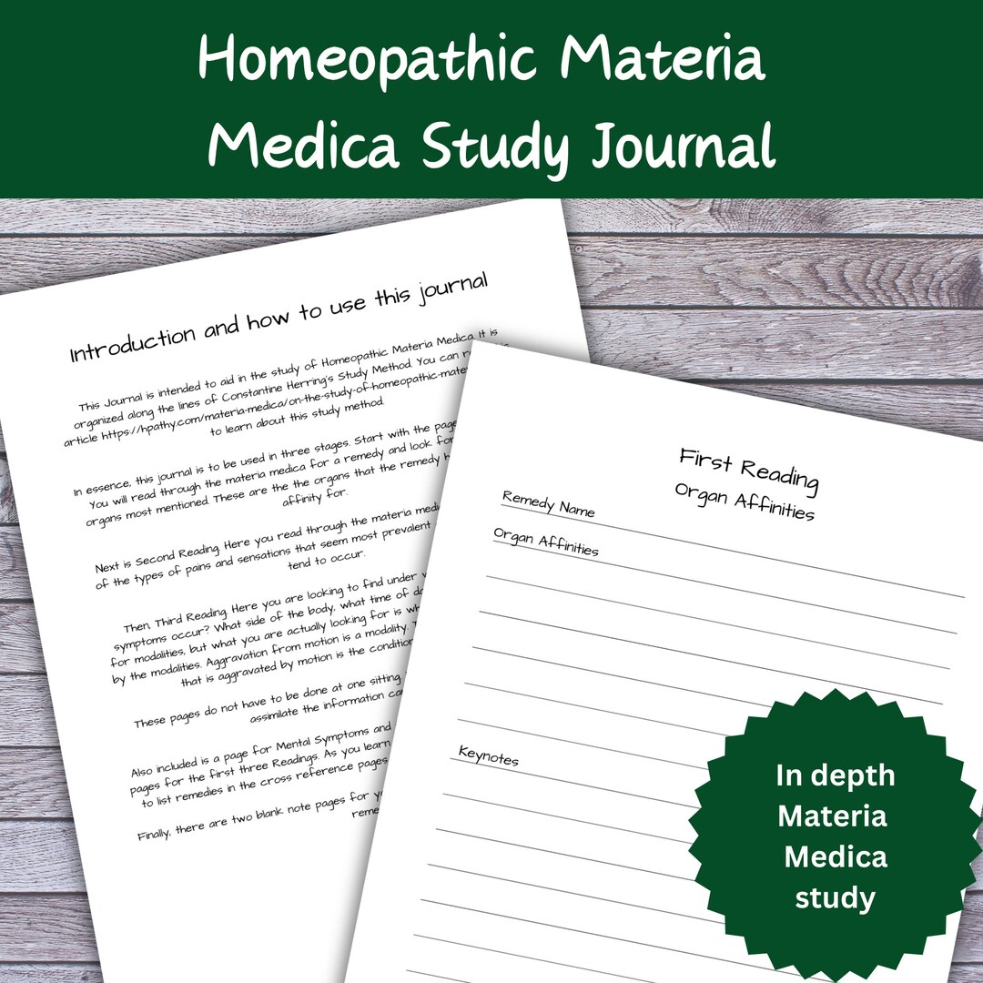 Homeopathy Materia Medica Journal, Printable Remedy Study Guide - Etsy