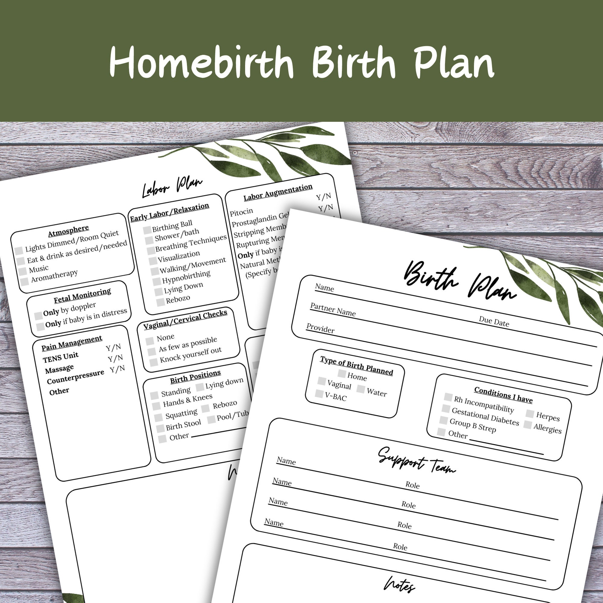 Homebirth Planner, Printable Birth Plan Checklist - Etsy