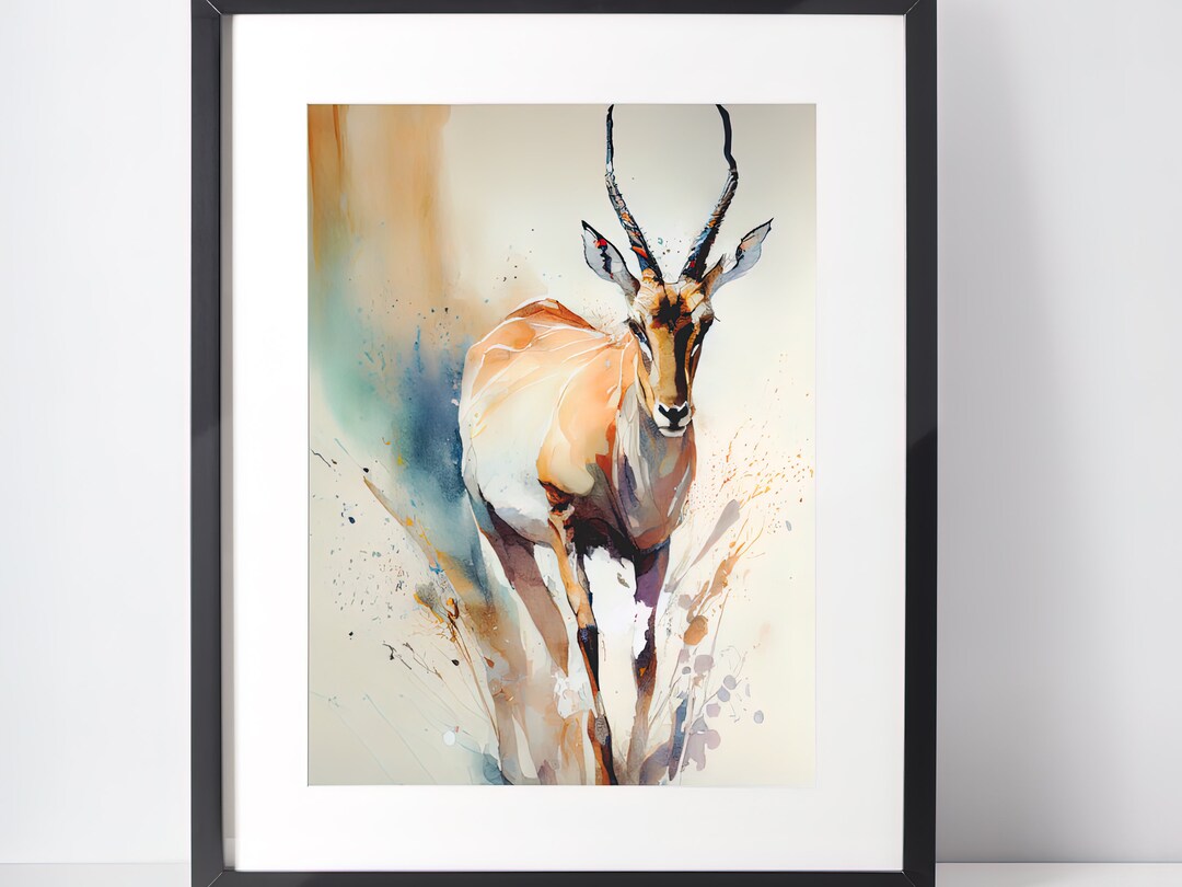Antelope-4 Watercolor Art Print, Antelope Painting Wall Art Decor ...
