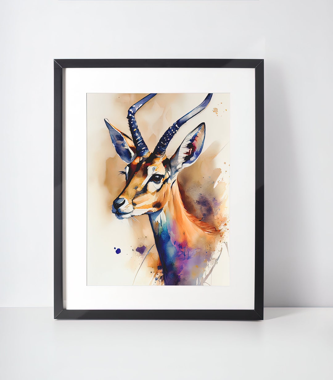Antelope Watercolor Art Print, Antelope Painting Wall Art Decor ...